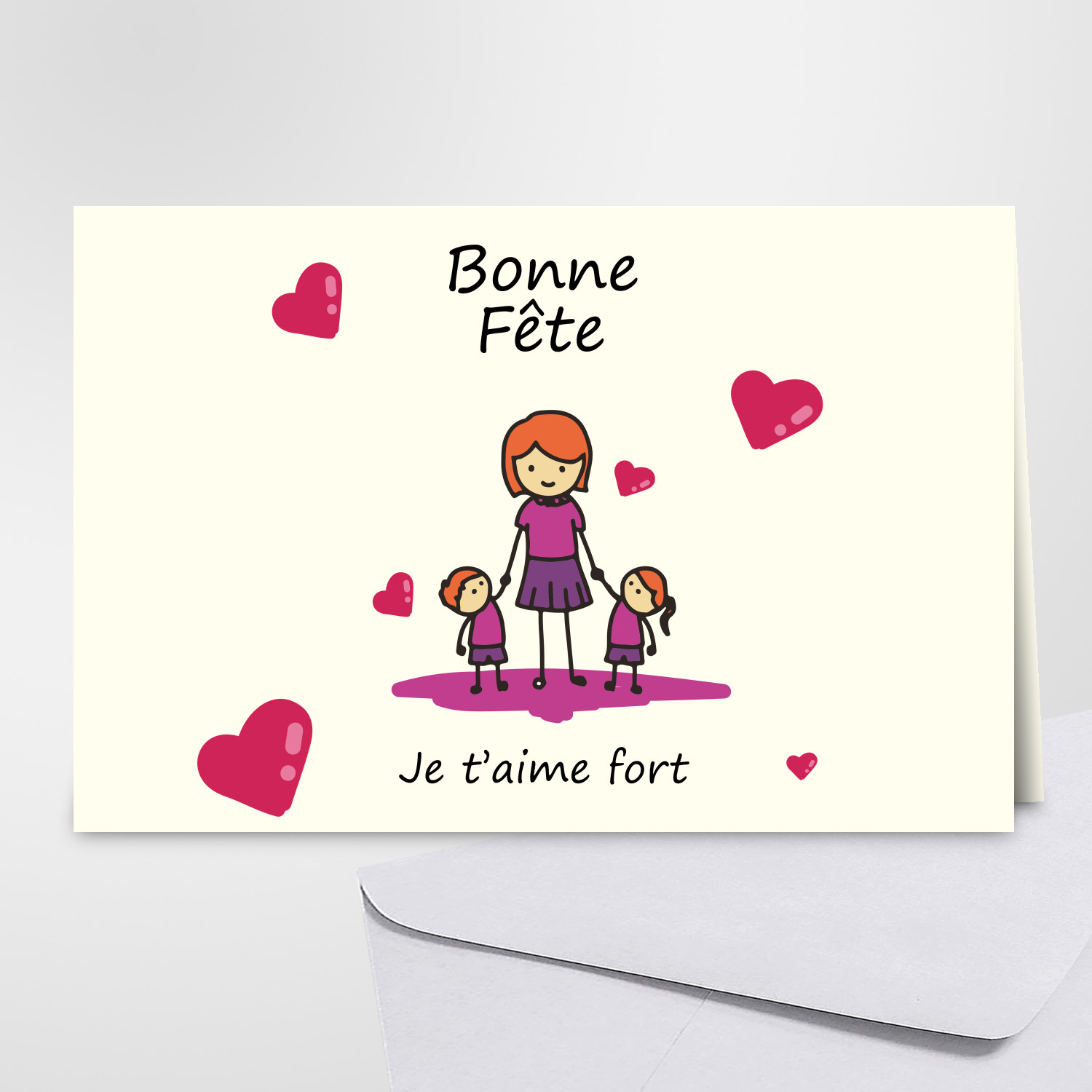 Carte bonne fête maman, je t'aime fort - Carte fète des mères