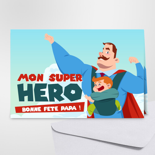 Carte super héro pour souhaiter la fête des père